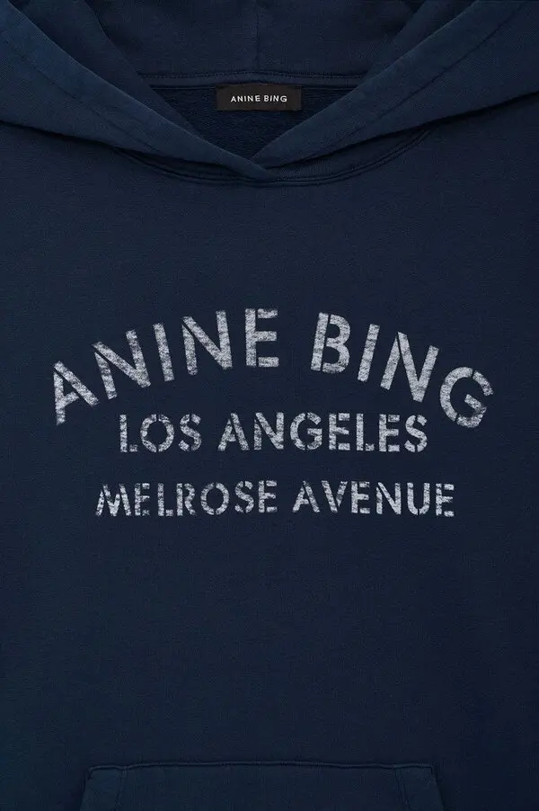 ANINE BING Harvey Long Sleeved Hoodie - Navy Blue