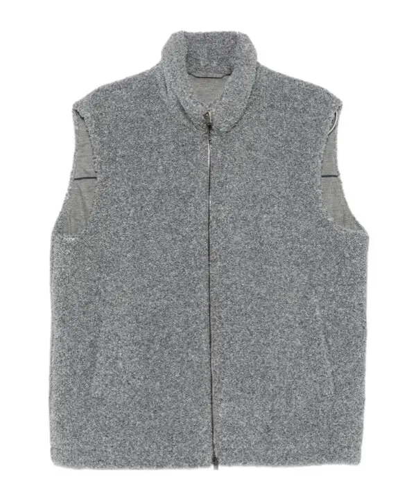 Herno Faux-fur High-neck Gilet - Grey
