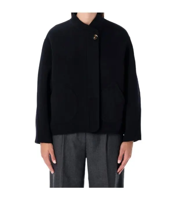 Soeur High-neck Single-button Casual Jacket - Navy Blue