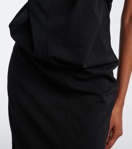 Magda Butrym Halterneck Draped Wool-blend Gown With Floral Appliqués