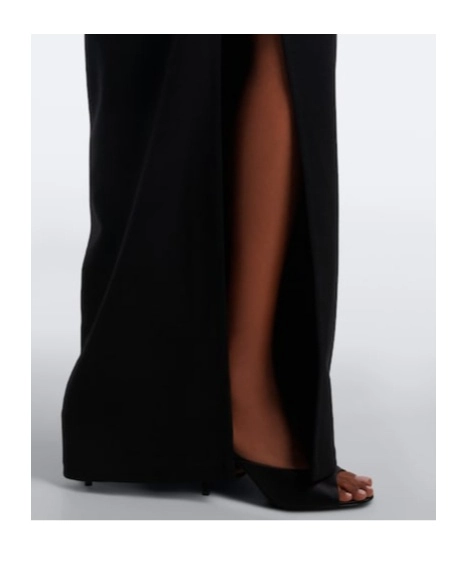 Magda Butrym Halterneck Draped Wool-blend Gown With Floral Appliqués