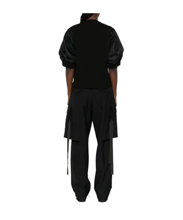 Sacai Crew Neck Short Sleeve Sweatshirt With Zip Pocket