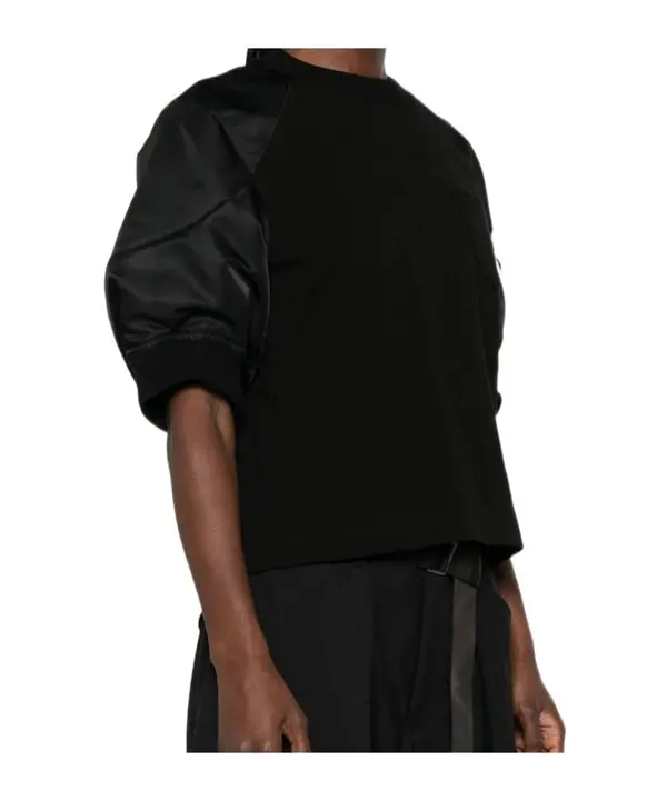 Sacai Crew Neck Short Sleeve Sweatshirt With Zip Pocket