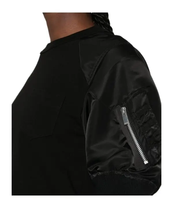 Sacai Crew Neck Short Sleeve Sweatshirt With Zip Pocket
