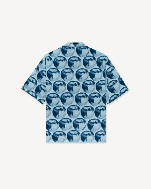 Kenzo Apple Pop' Haiwaiian Short Sleeve Shirt In Cotton - Light Blue