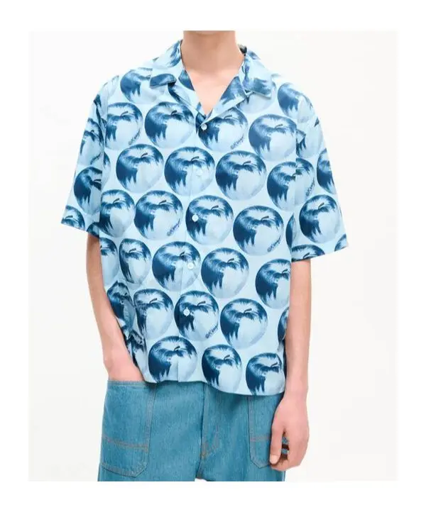 Kenzo Apple Pop' Haiwaiian Short Sleeve Shirt In Cotton - Light Blue