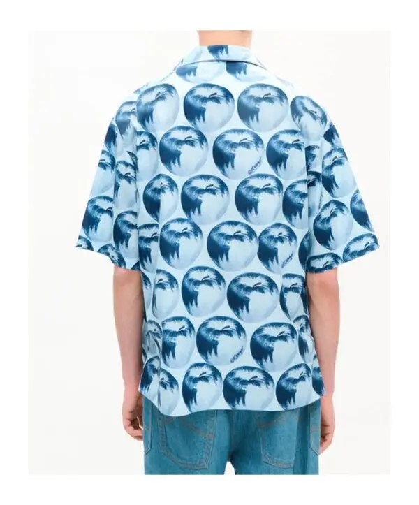 Kenzo Apple Pop' Haiwaiian Short Sleeve Shirt In Cotton - Light Blue