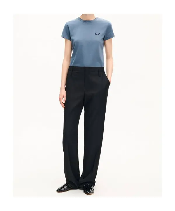 Kenzo Signature Embroidered Cotton T-shirt - Blue