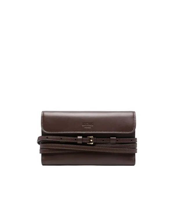 Moschino Buckle Detail Chain Strap Wallet - Brown