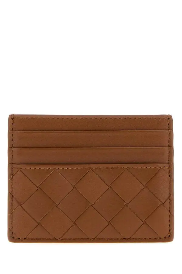 Bottega Veneta Nappa Leather Intrecciato Card Holder - Brown