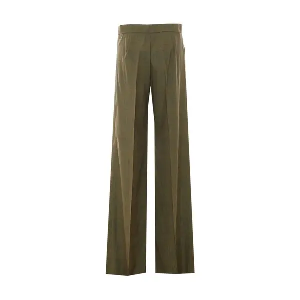 Max Mara Checked Virgin Wool Straight-leg Trousers - Green