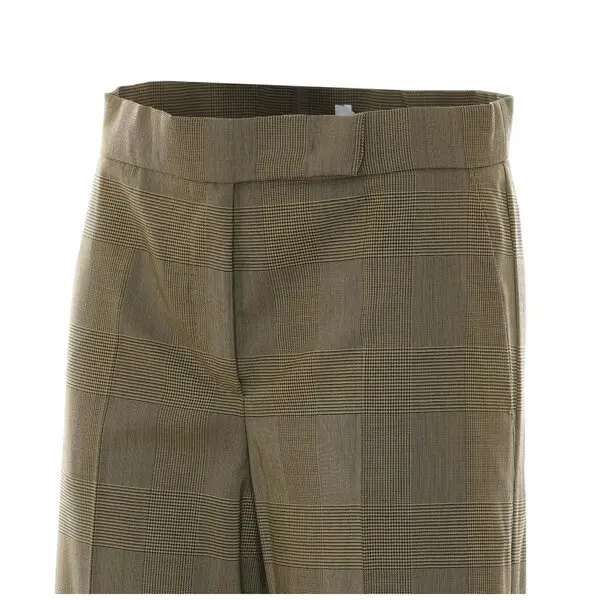 Max Mara Checked Virgin Wool Straight-leg Trousers - Green