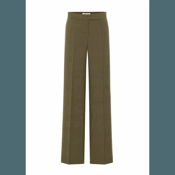 Max Mara Checked Virgin Wool Straight-leg Trousers - Green