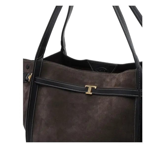 TOD'S Medium Suede T Signature Shopping Bag