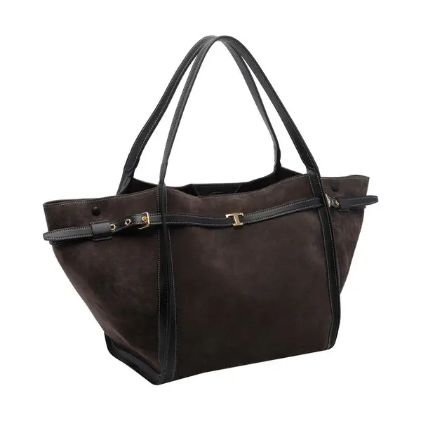 TOD'S Medium Suede T Signature Shopping Bag