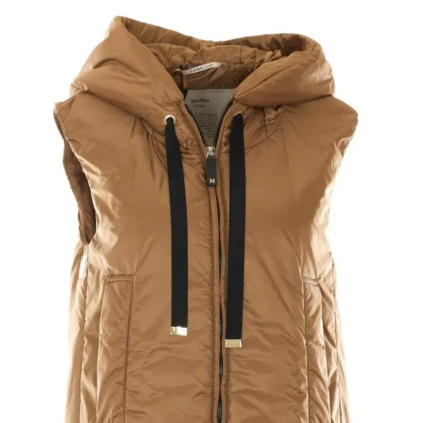 Max Mara Quilted Padded Vest With Hood - Brown