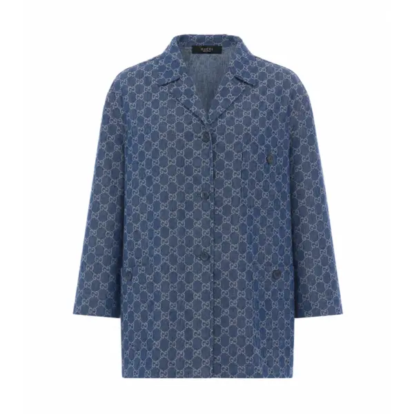 Gucci Gg Jacquard Denim Jacket - Blue