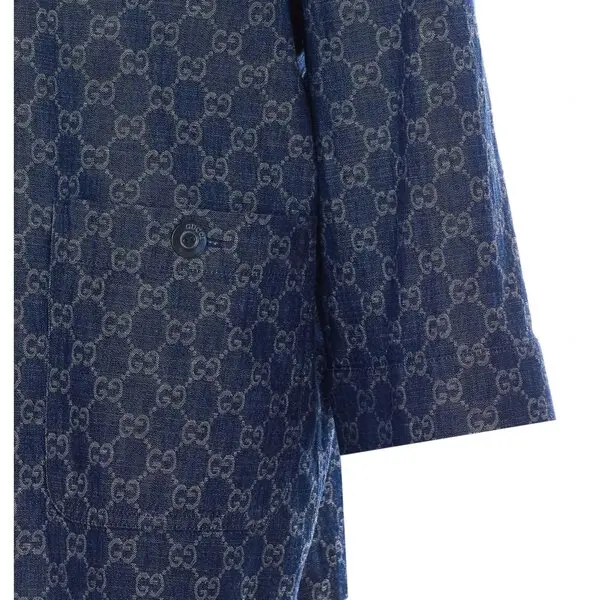 Gucci Gg Jacquard Denim Jacket - Blue