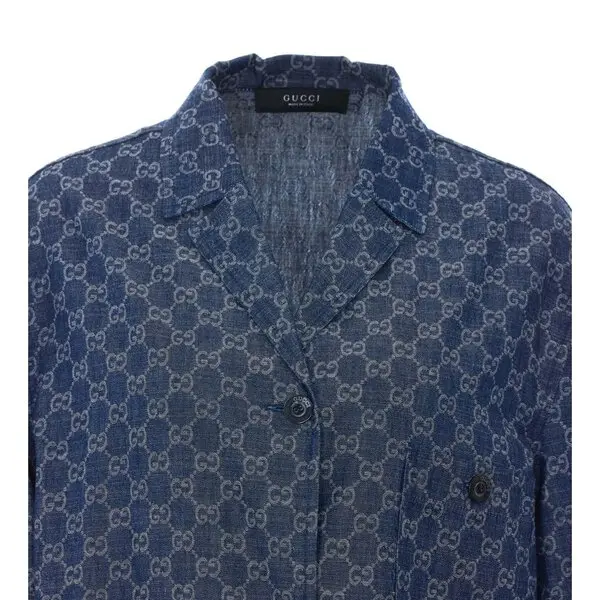 Gucci Gg Jacquard Denim Jacket - Blue