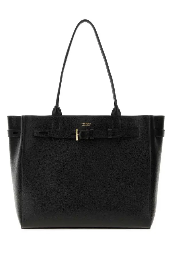 TOM FORD Leather Shopping Bag - Black