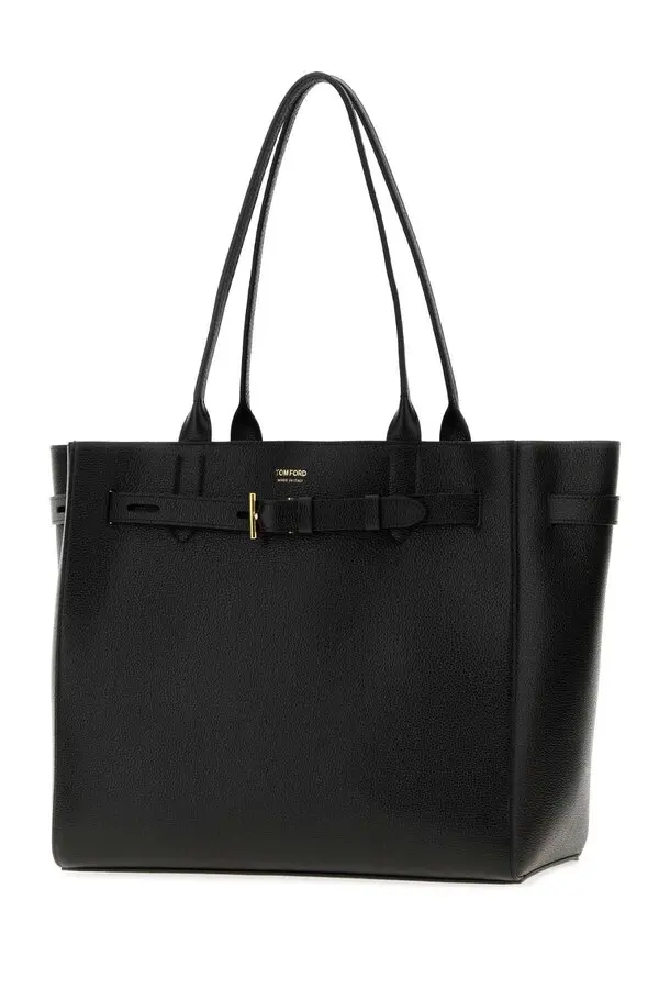 TOM FORD Leather Shopping Bag - Black