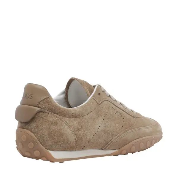 TOD'S Logo Suede Lace-up Sneakers - Cream