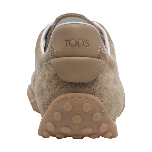TOD'S Logo Suede Lace-up Sneakers - Cream