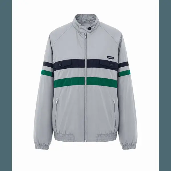 Miu Miu Striped Blouson Jacket - Gray