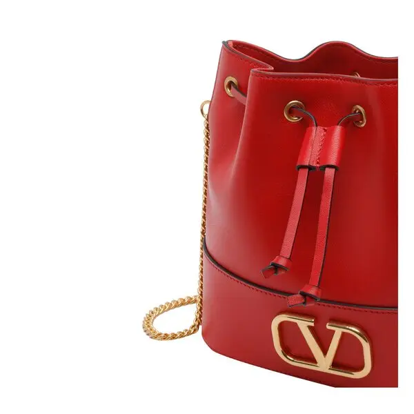 Valentino Garavani Mini Vlogo Signature Chain Bucket Bag - Red