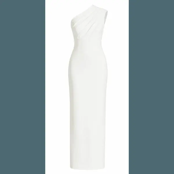 Solace London Gracie Maxi Dress One Shoulder, Draped - White