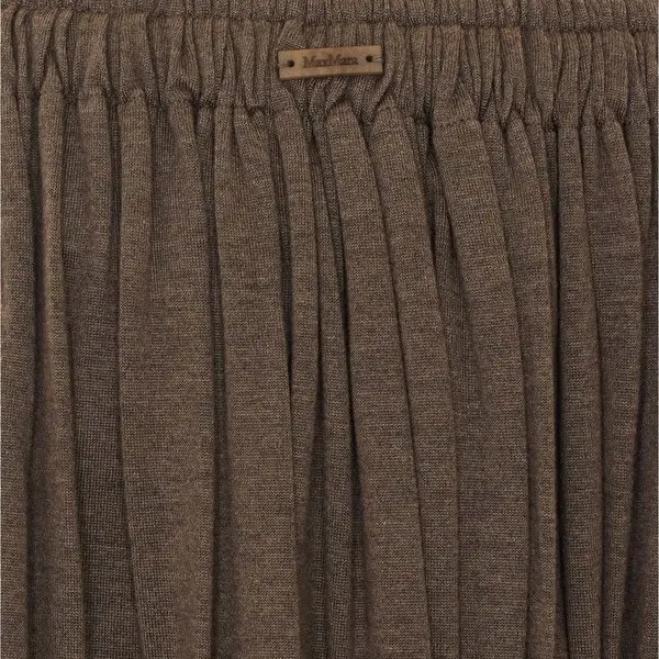 Max Mara Mxmlivrea Pleated Long Skirt - Brown