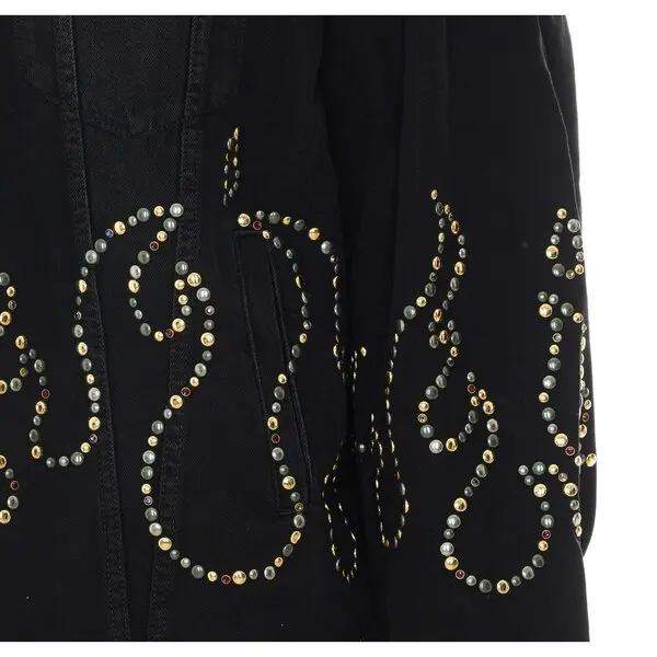Amiri Studded Flames Trucker Jacket - Black