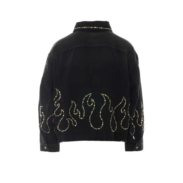 Amiri Studded Flames Trucker Jacket - Black