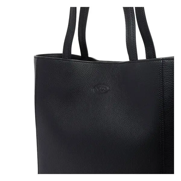 TOD'S Medium Leather Tote Bag With Gommini Detail - Black