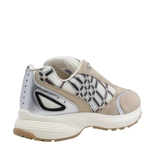 Burberry Suede And Fabric Lace-up Sneakers - Cream