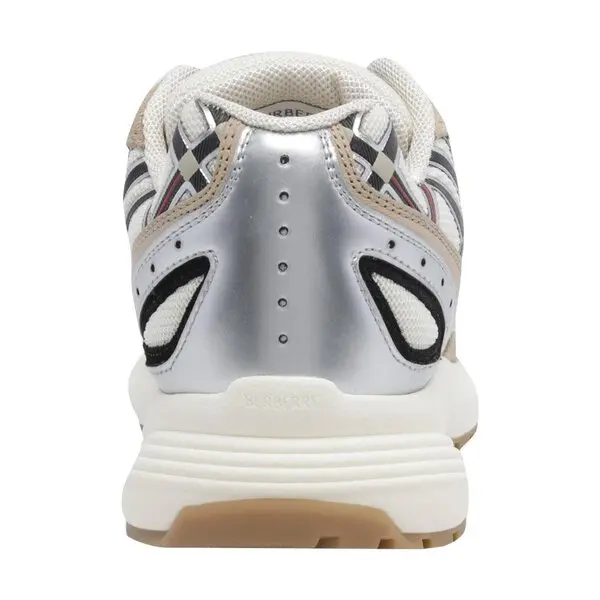 Burberry Suede And Fabric Lace-up Sneakers - Cream