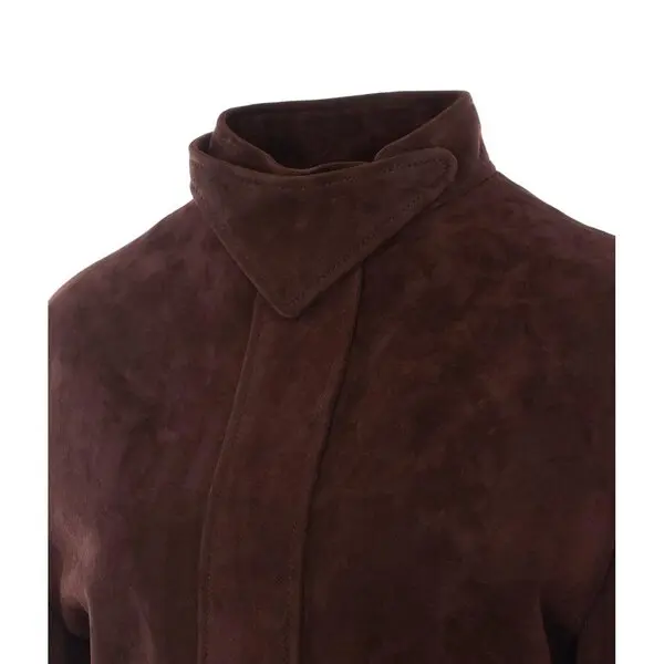Alaïa Peplum Suede Jacket - Brown