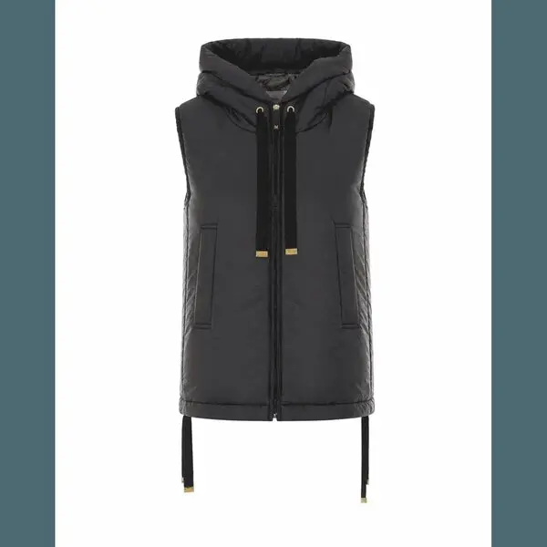 Max Mara Quilted Padded Vest With Hood - Black