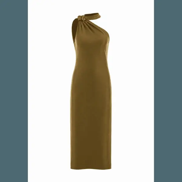 Max Mara Mxevasto Dress One Shoulder, Tie Neck - Green