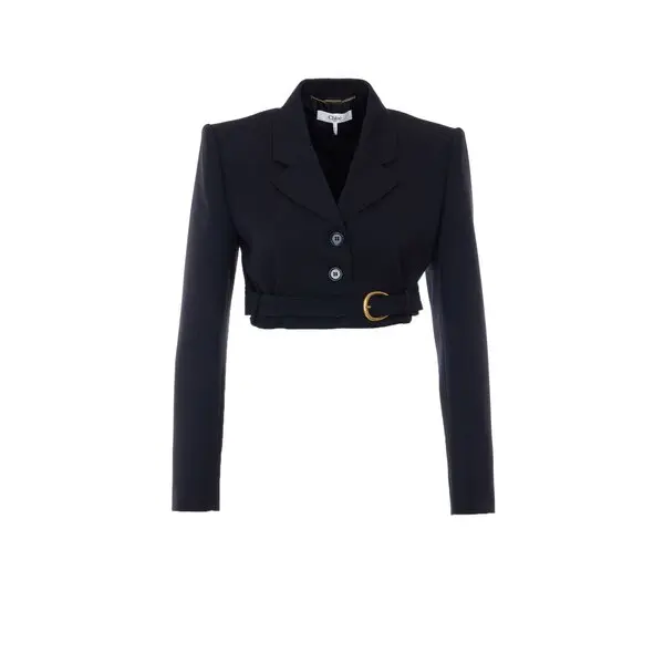 Chloé Grain De Poudre Cropped Wool Spencer Jacket