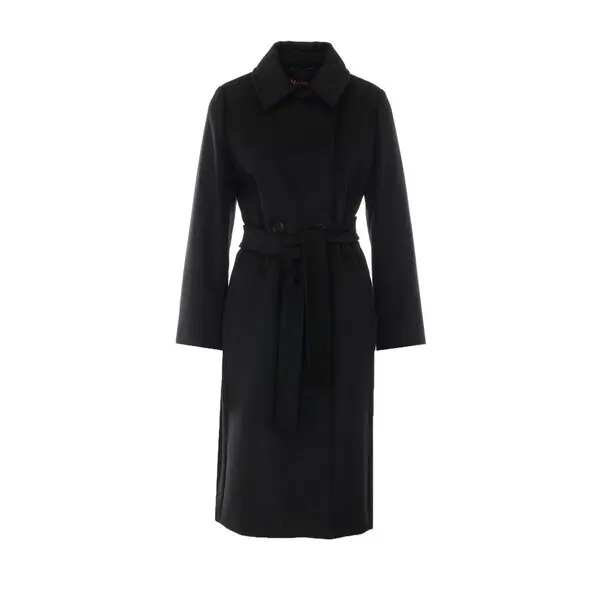 Max Mara Belted Wool Coat - Black