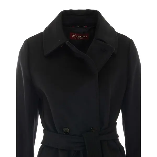 Max Mara Belted Wool Coat - Black