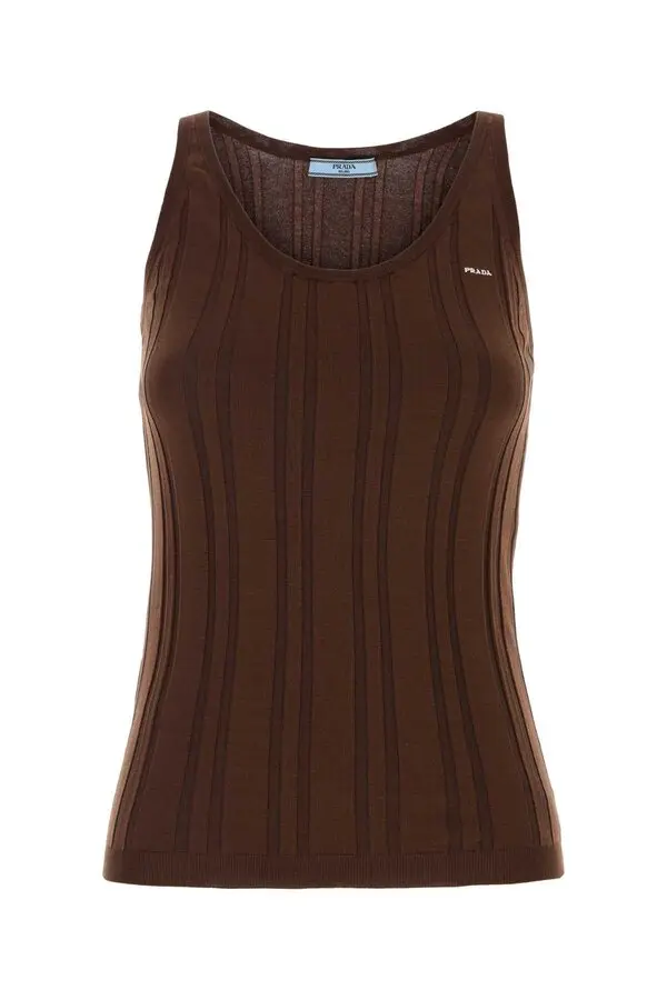 Prada Cotton Blend Tank Top - Brown