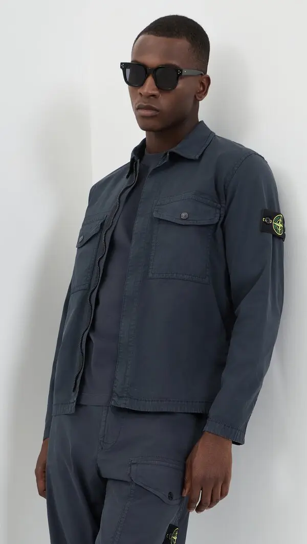 Stone Island Stretch Cotton Zip Overshirt