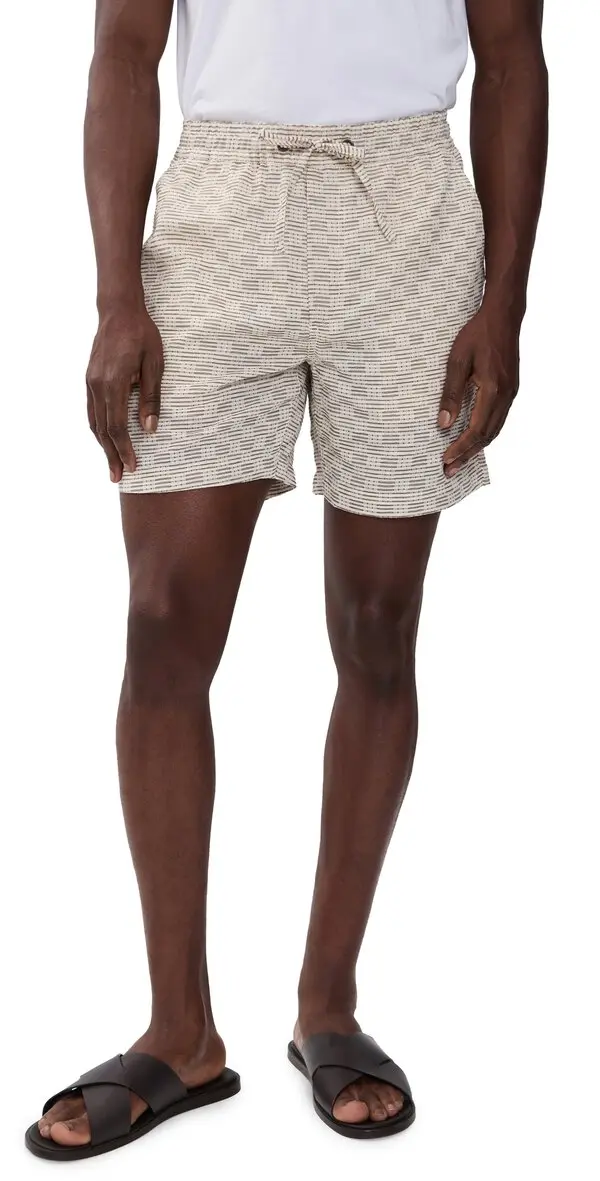 Marine Layer Saturday Dobby Shorts 6 - White/brown Check