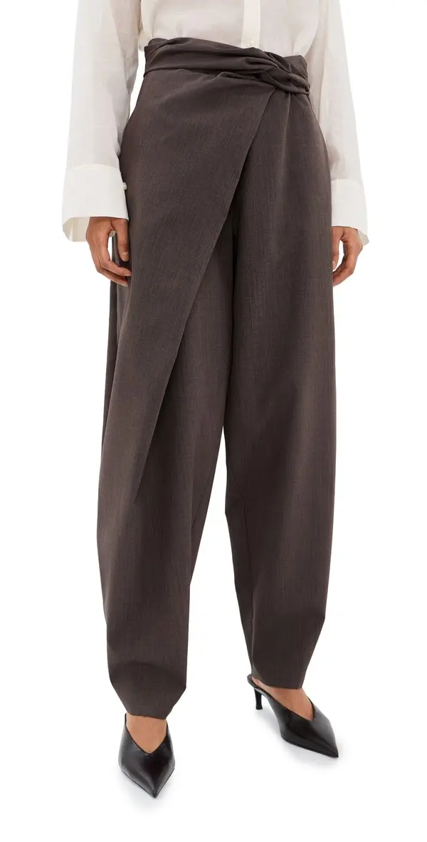 RÓHE Sarong Knot Trousers - Dark Brown