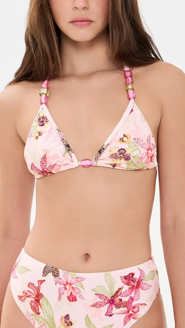PatBO Orchid Bloom Triangle Bikini Top