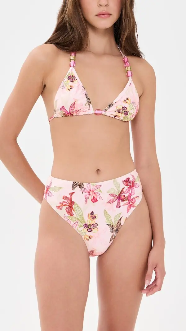 PatBO Orchid Bloom Triangle Bikini Top