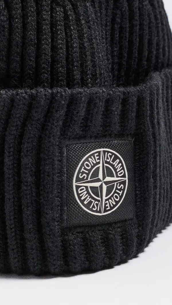 Stone Island Rib Knit Wool Beanie
