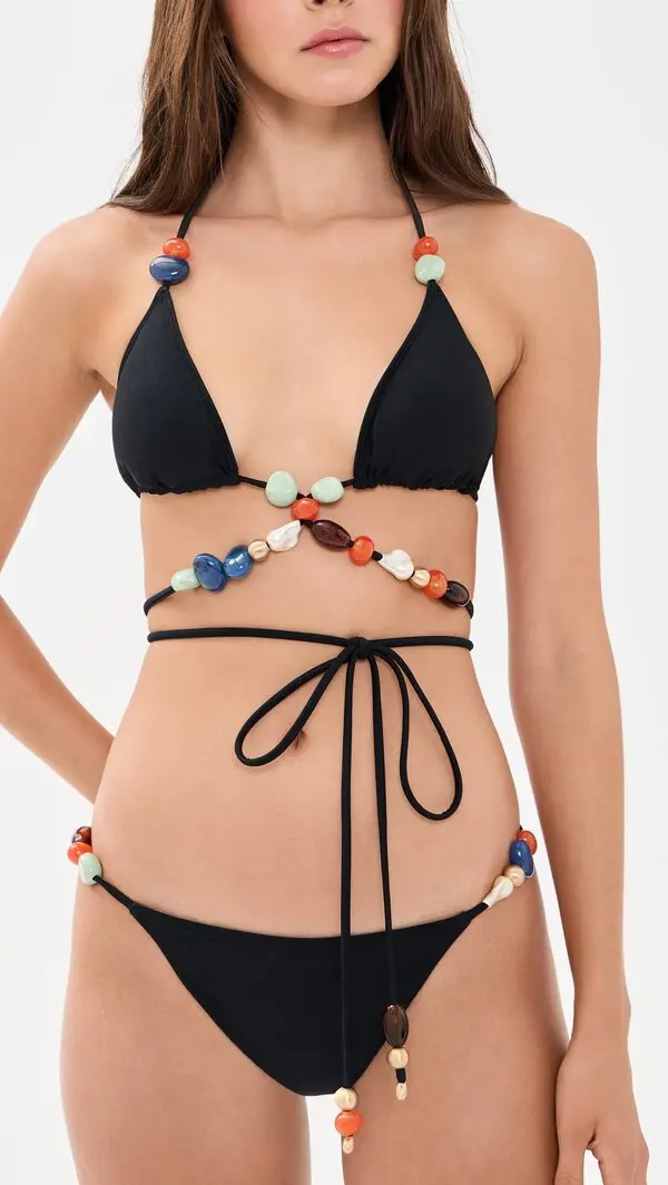 Cult Gaia Quincy Beaded Bikini Top